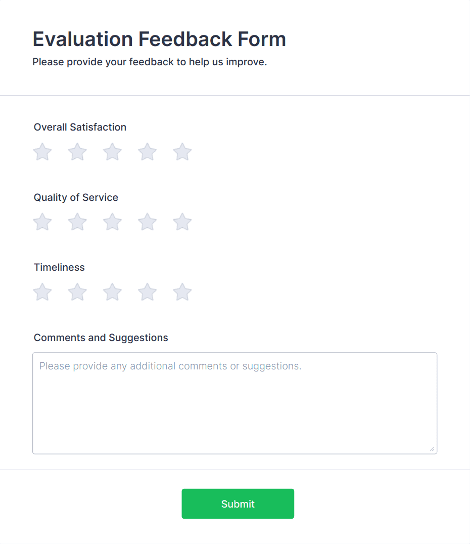 Evaluation Feedback Form Template | Jotform