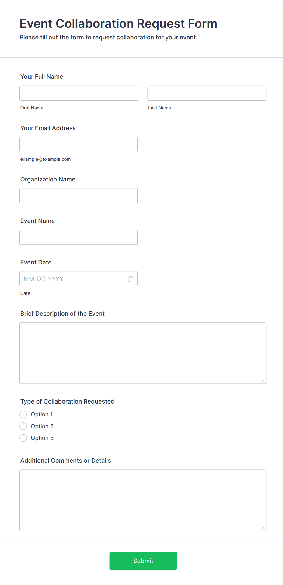 Event Collaboration Request Form Template | Jotform