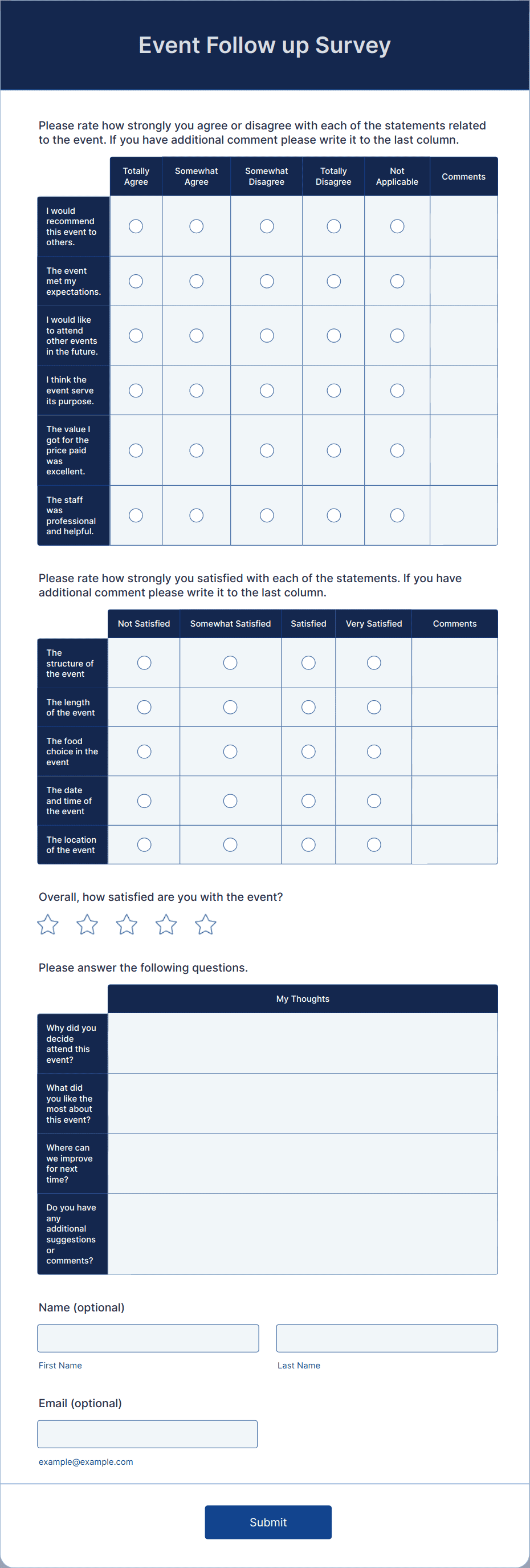 Event Follow up Survey Form Template | Jotform