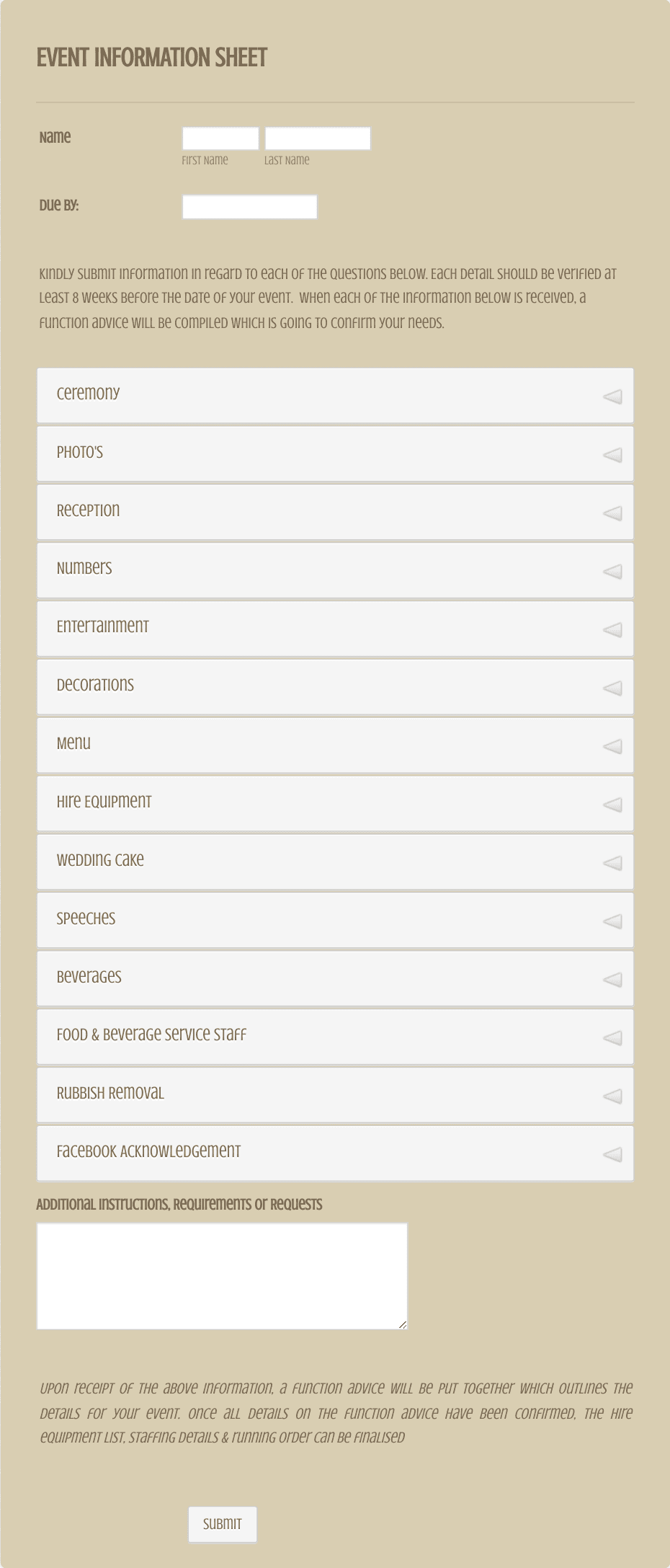 Event Information Sheet Form Template | Jotform