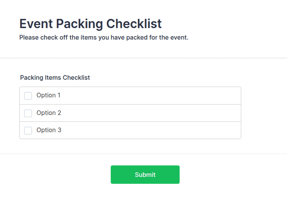 Event Packing Checklist Form Template | Jotform