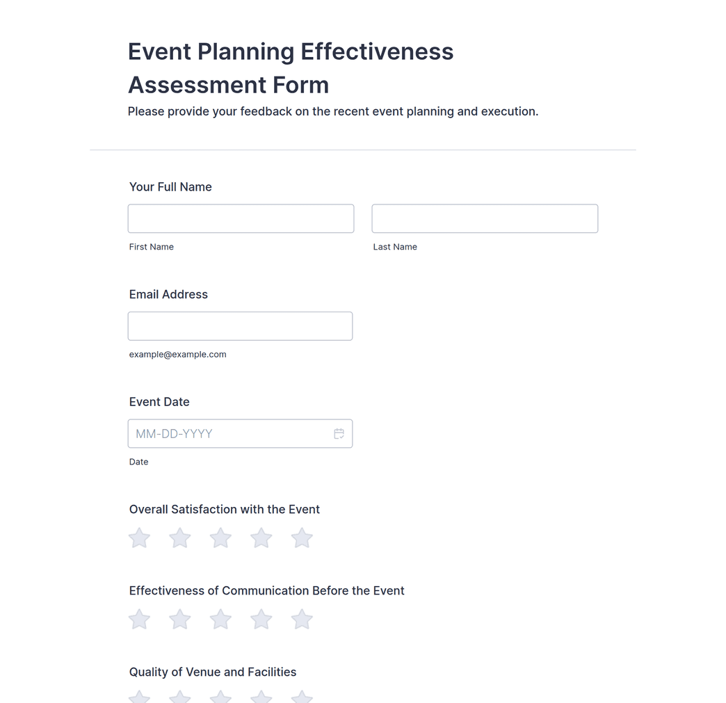Event Planning Effectiveness Assessment Form | Jotform