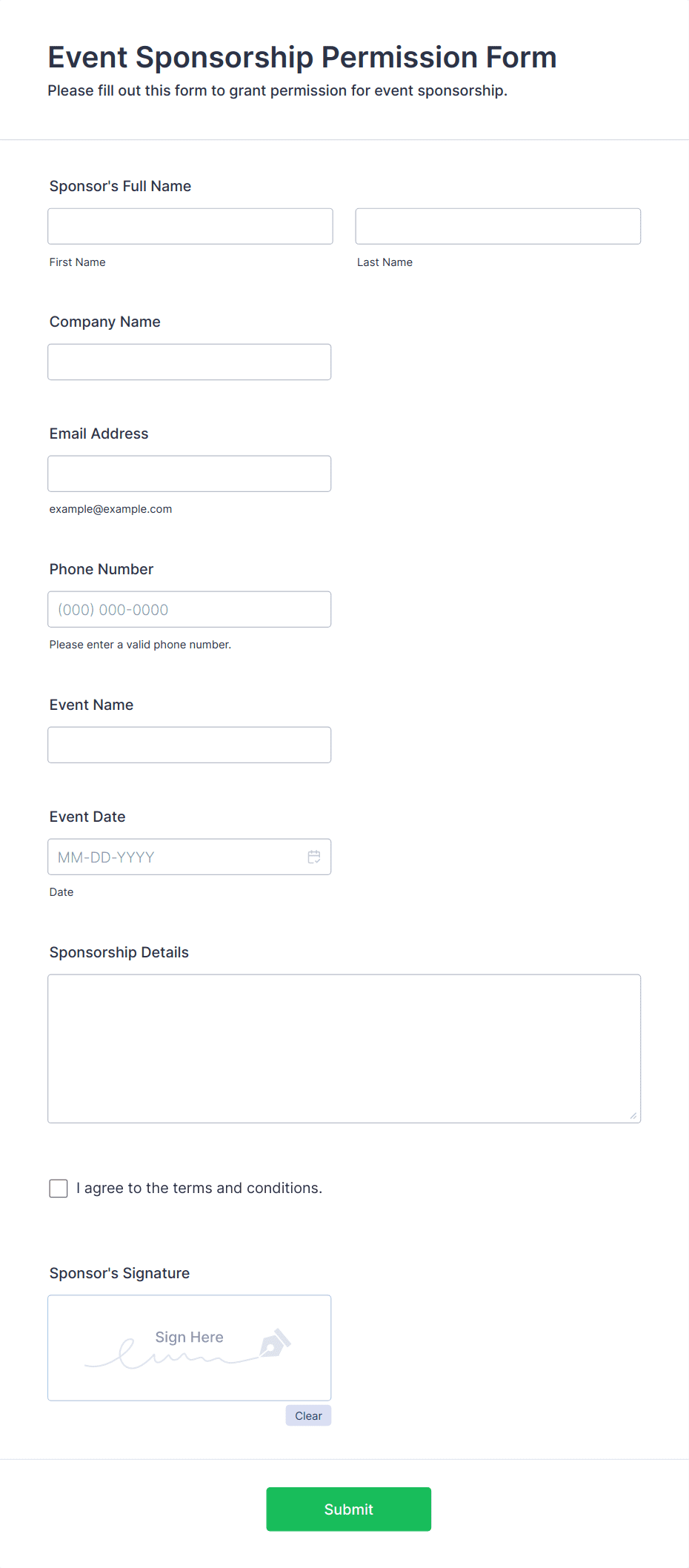 Event Sponsorship Permission Form Template | Jotform