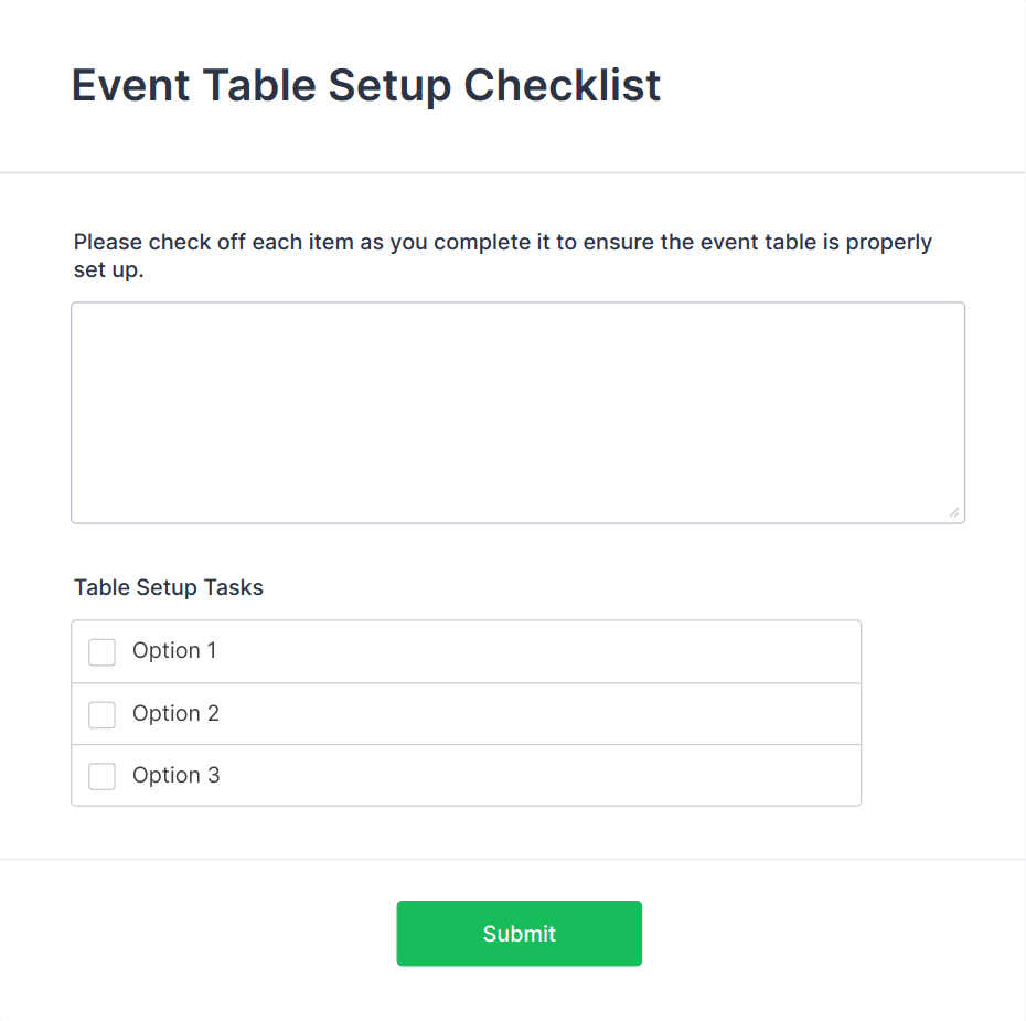 Event Table Setup Checklist Form Template | Jotform