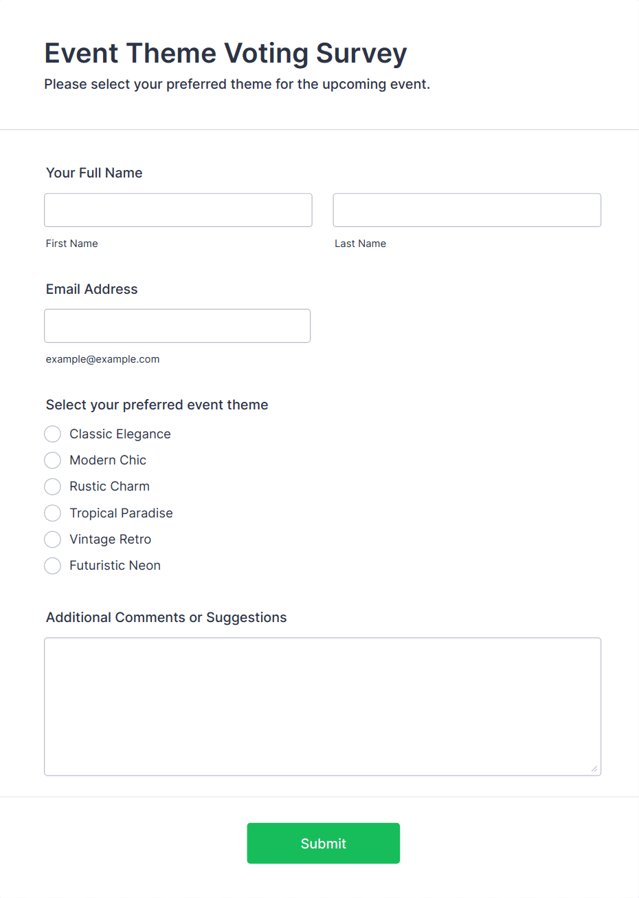 Event Theme Voting Survey Form Template | Jotform