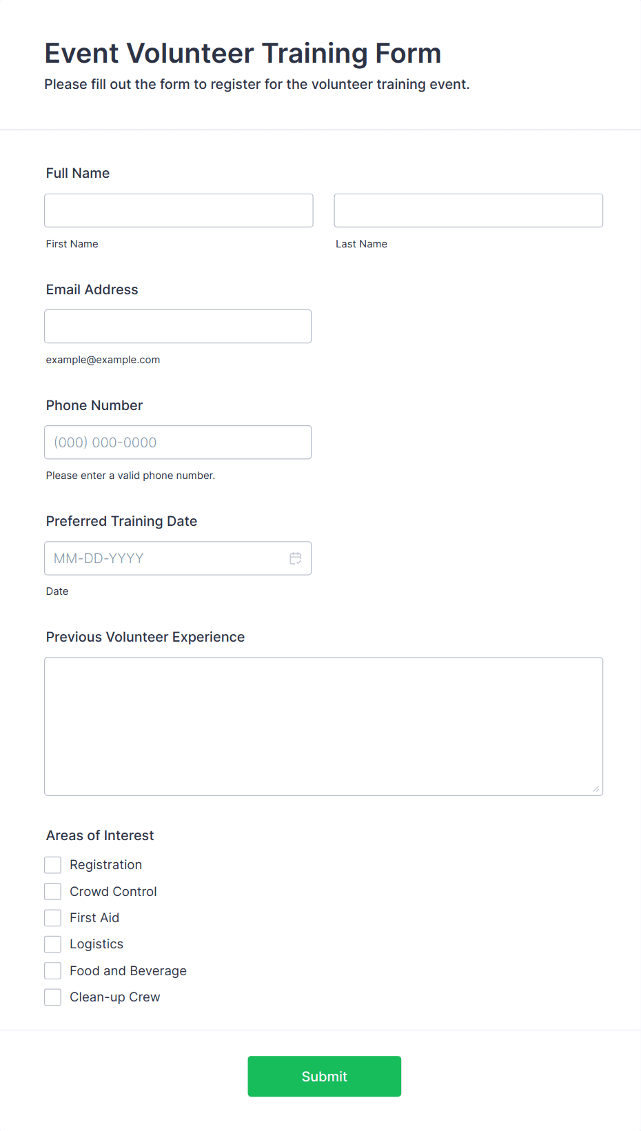 Event Volunteer Training Form Template | Jotform