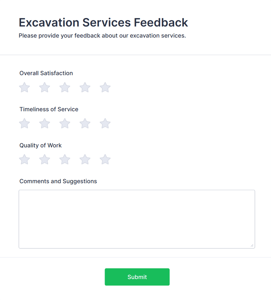 Excavation Services Feedback Form Template | Jotform
