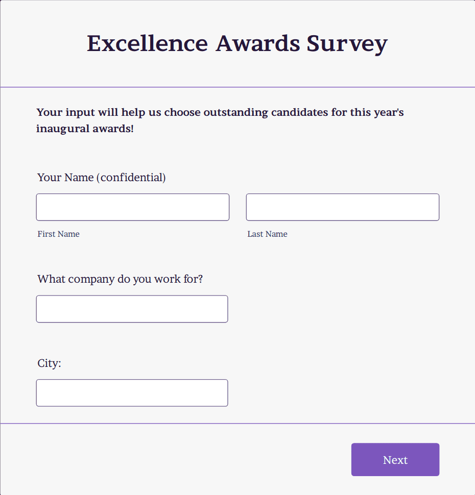 Excellence Awards Survey Form Template | Jotform