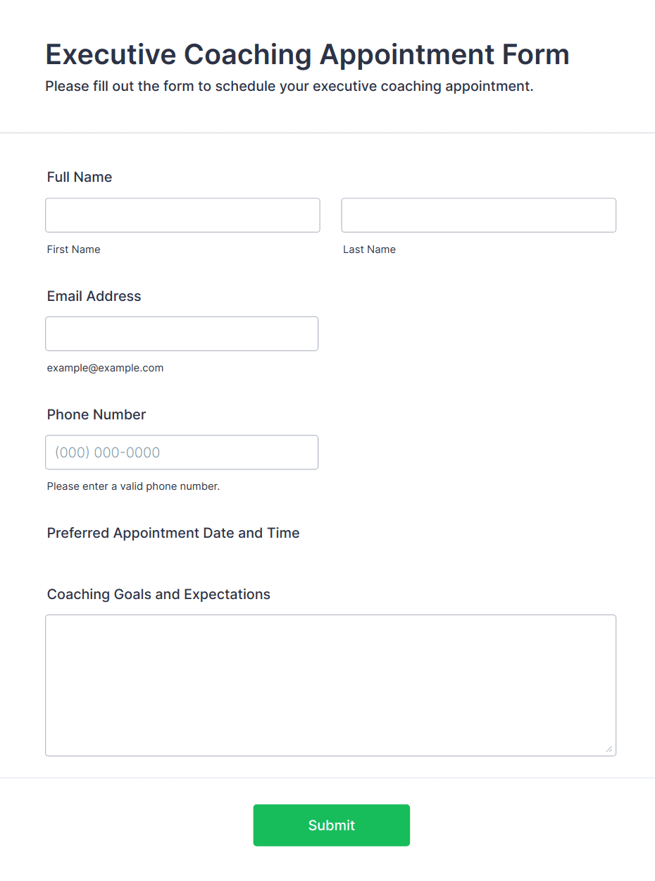 Executive Coaching Appointment Form Template | Jotform