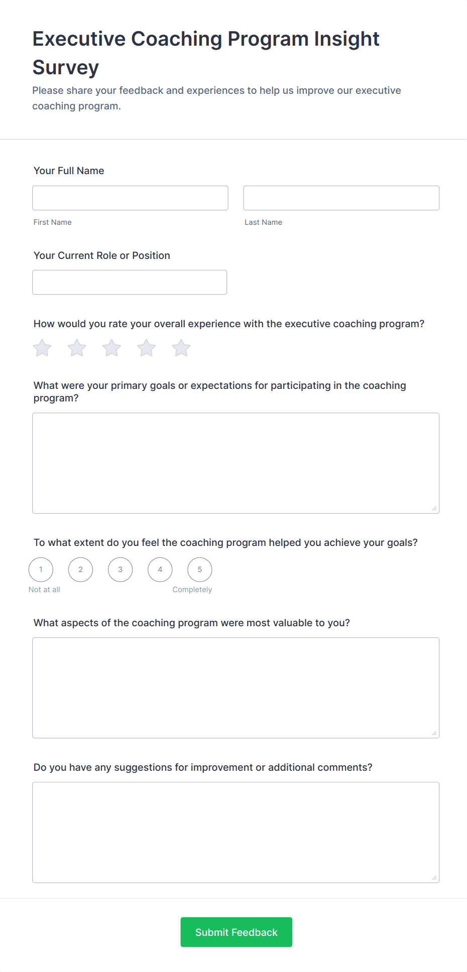 Executive Coaching Program Insight Survey Form Template | Jotform