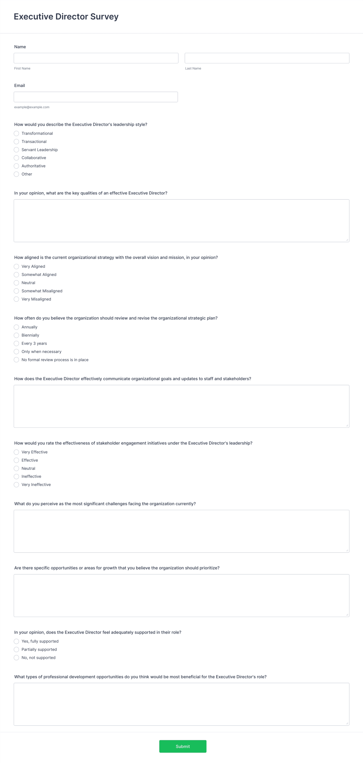 Executive Director Survey Form Template | Jotform