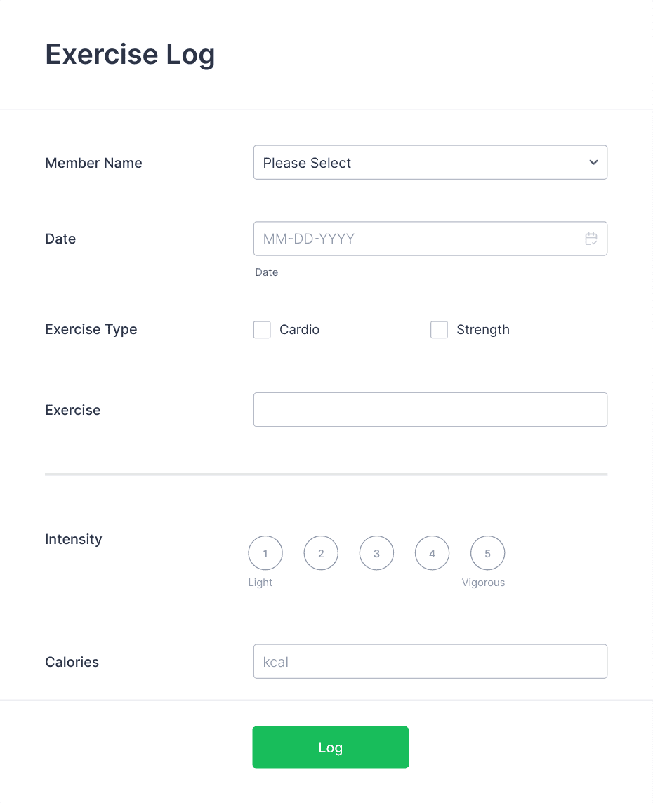 Exercise Log Form Template | Jotform
