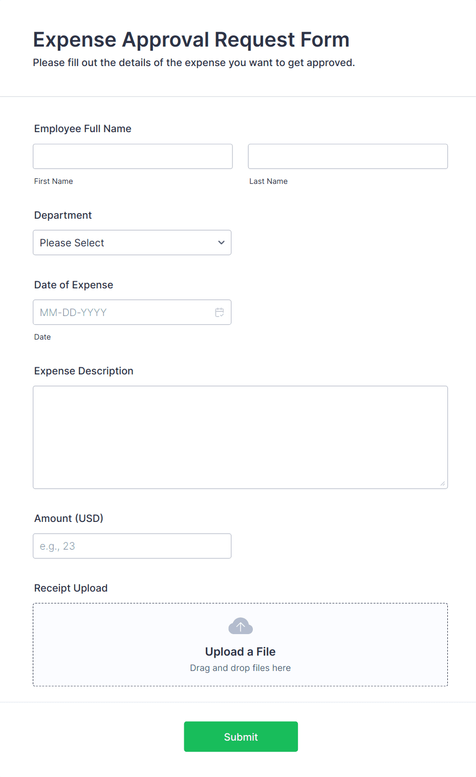 Expense Approval Request Form Template | Jotform