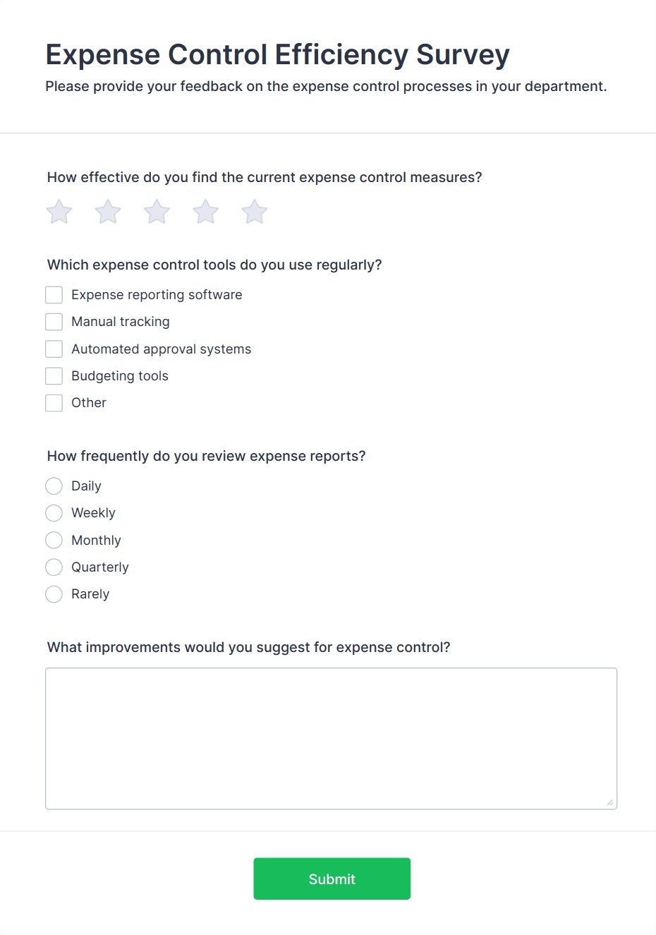 Expense Control Efficiency Survey Form Template | Jotform