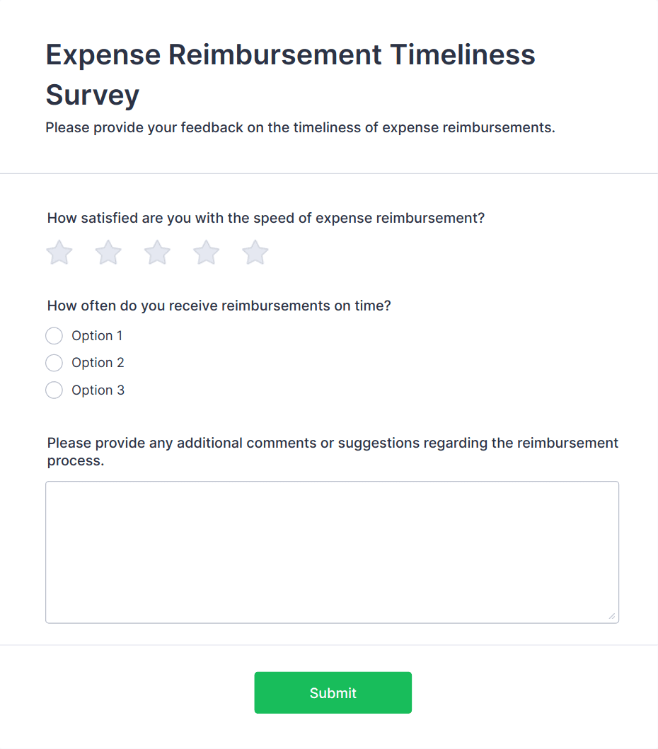Expense Reimbursement Timeliness Survey Form Template | Jotform