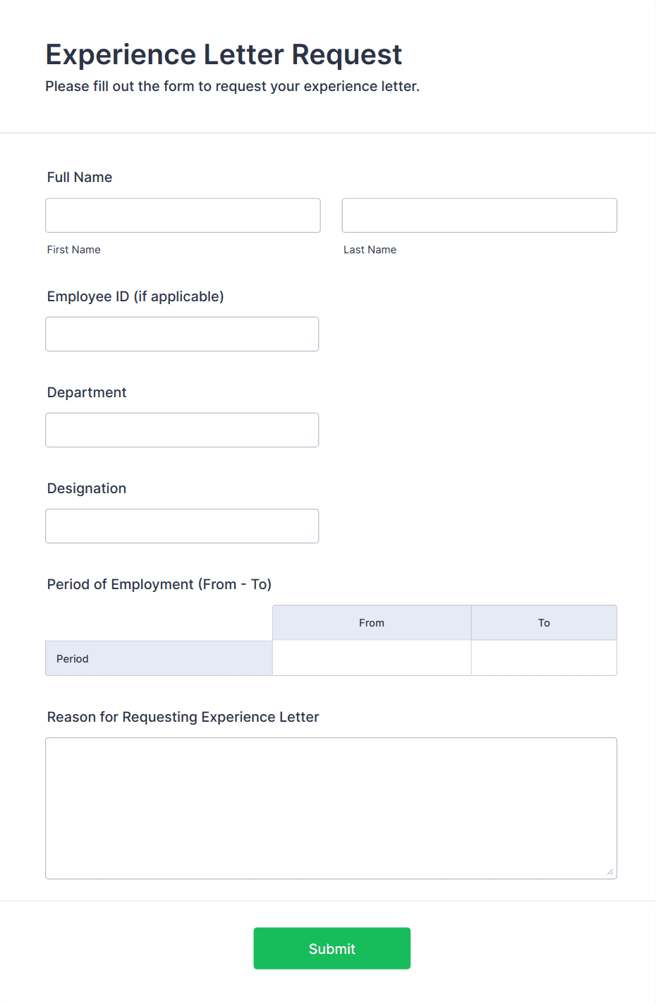Experience Letter Request Form Template | Jotform