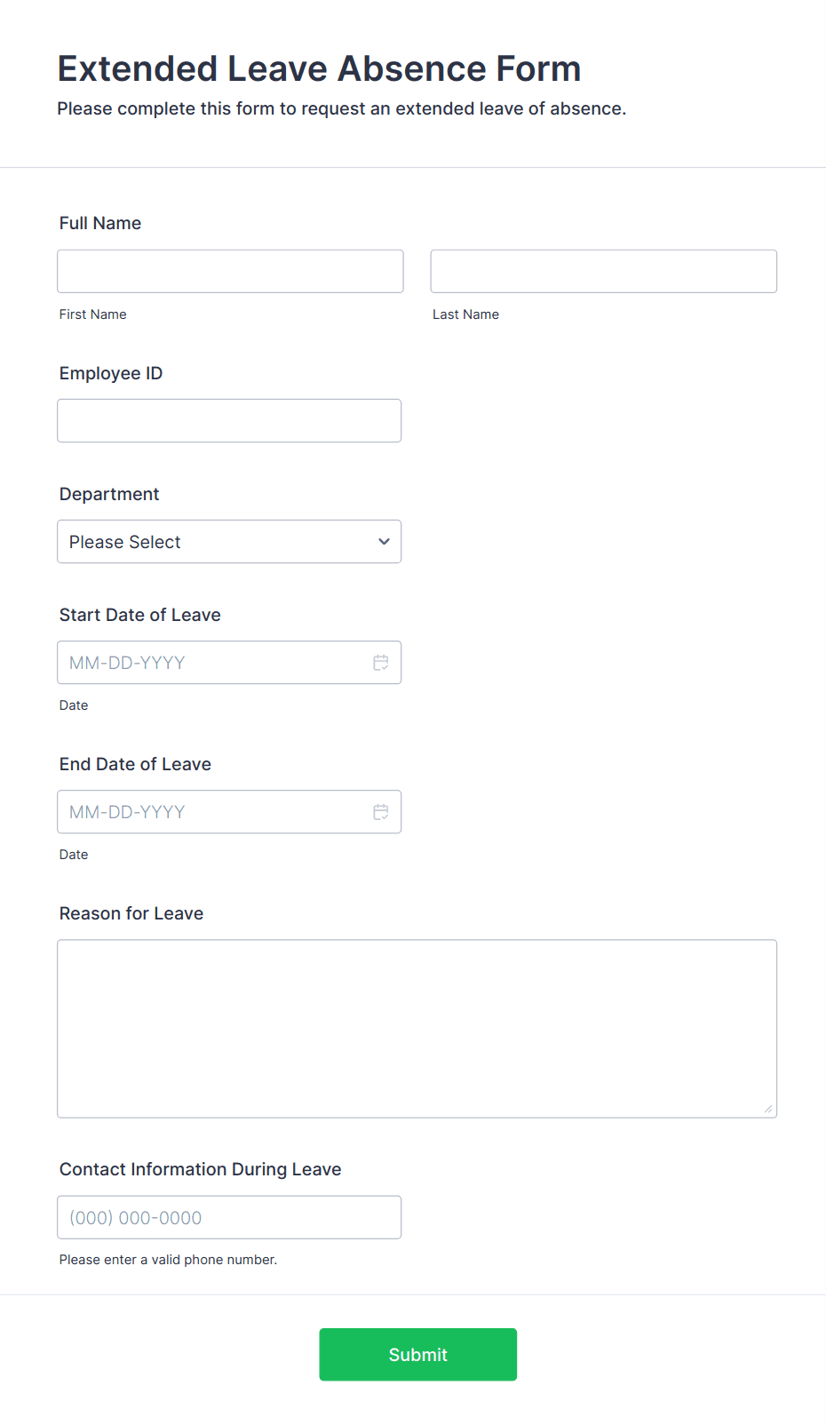 Extended Leave Absence Form Template | Jotform