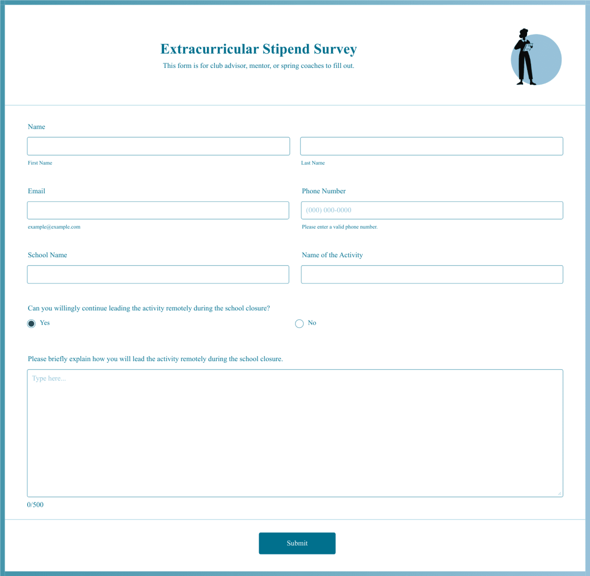 Extracurricular Stipend Survey Form Template | Jotform