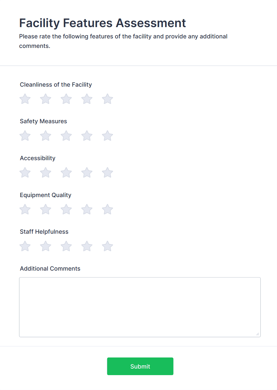 Facility Features Assessment Form Template | Jotform