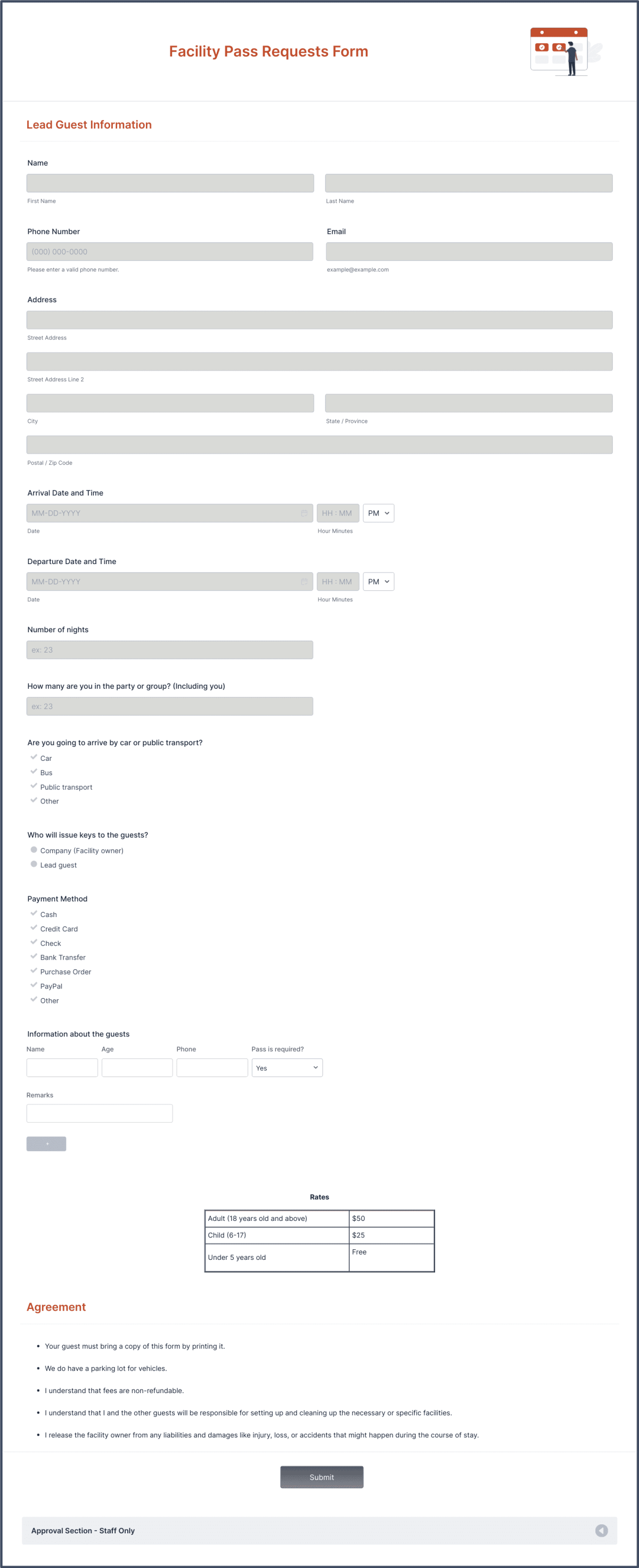 Facility Pass Requests Form Template | Jotform