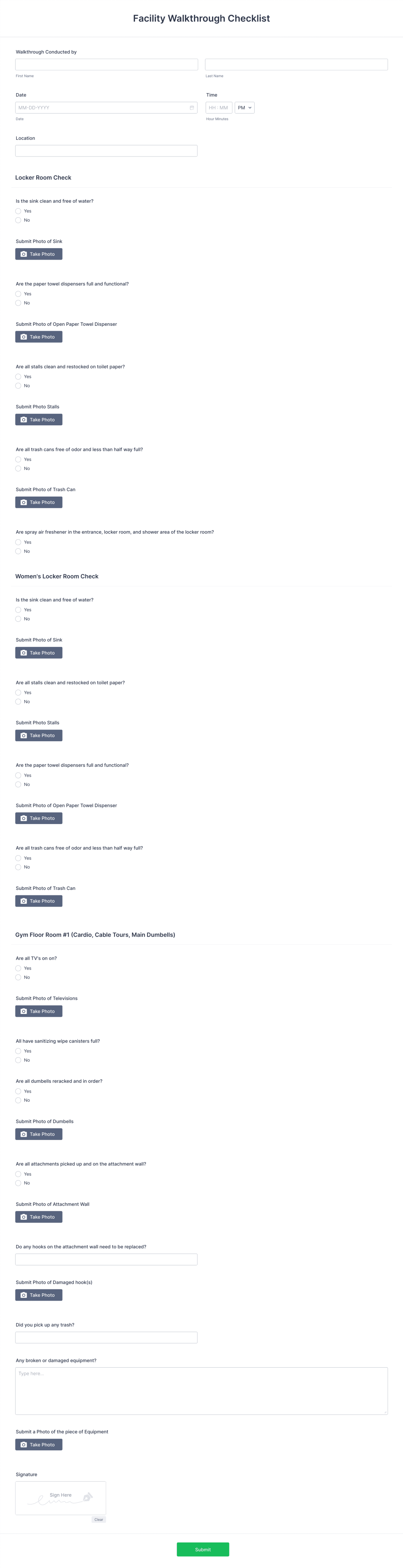 Facility Walkthrough Checklist Form Template | Jotform
