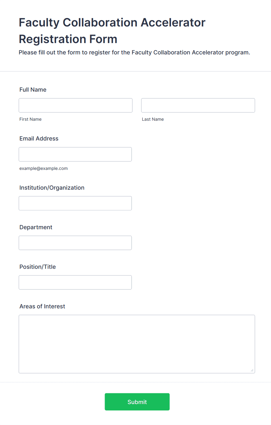 Faculty Collaboration Accelerator Registration Form Template | Jotform