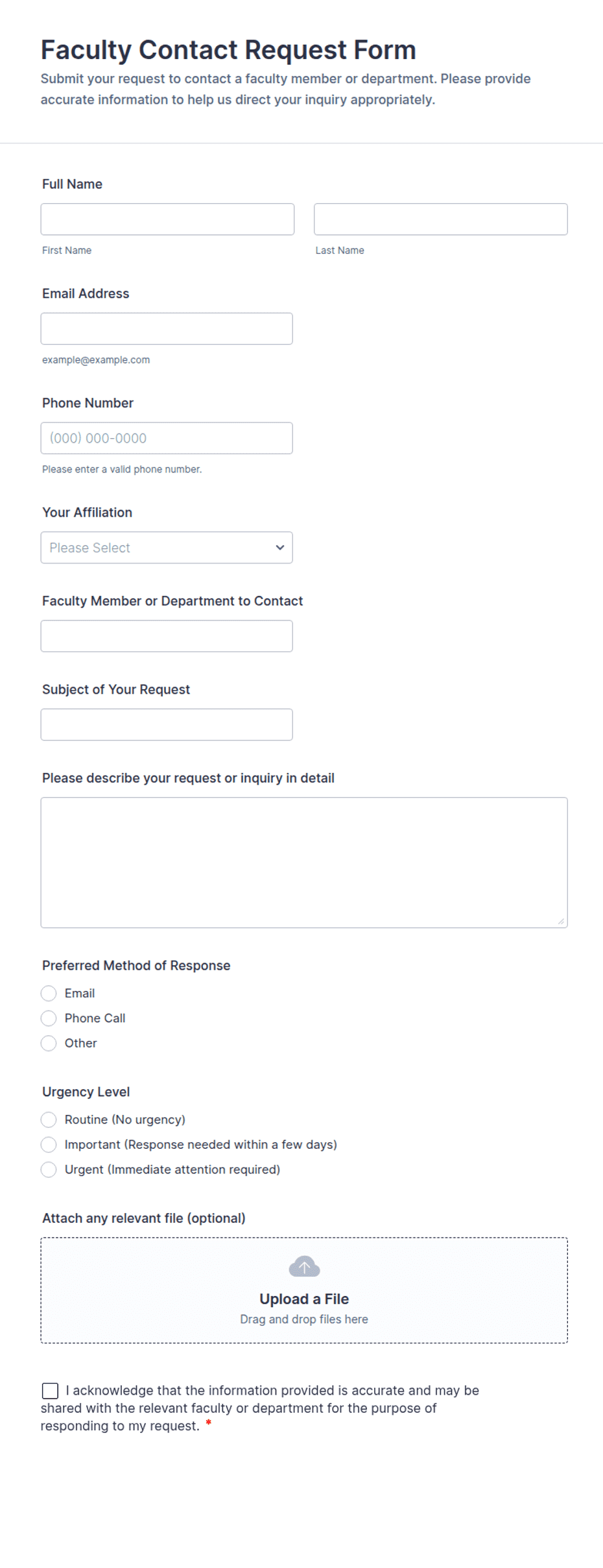Faculty Contact Request Form Template | Jotform