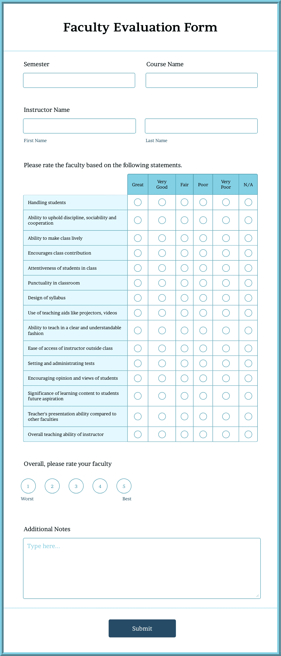 Faculty Evaluation Form Template | Jotform
