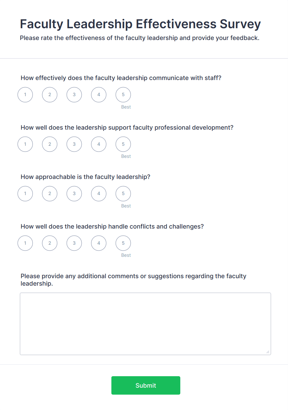 Faculty Leadership Effectiveness Survey Form Template | Jotform