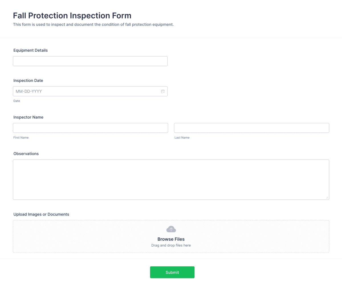 Fall Protection Inspection Form Template | Jotform