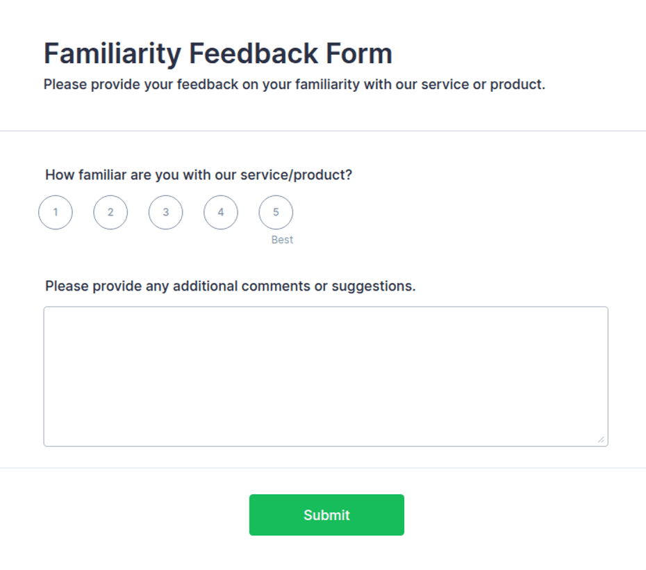 Familiarity Feedback Form Template | Jotform