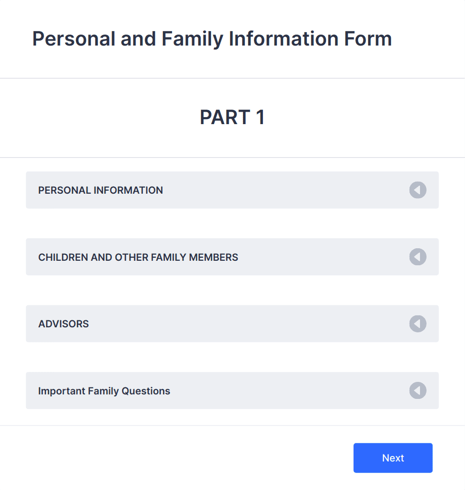 Personal and Family Information Form Template | Jotform