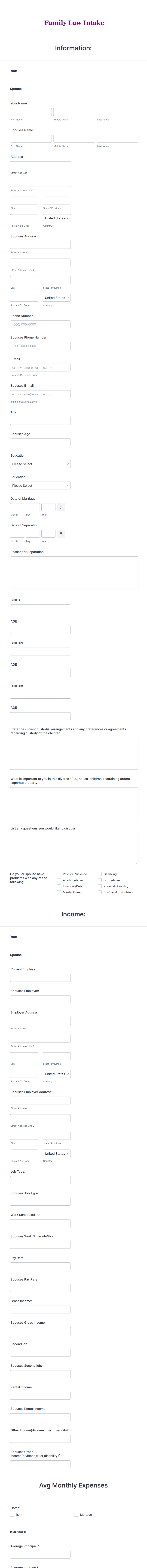 Family Law Intake Form Template | Jotform