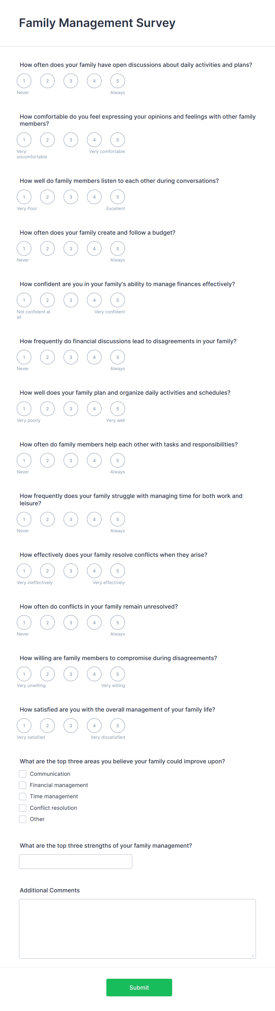Family Management Survey Form Template | Jotform