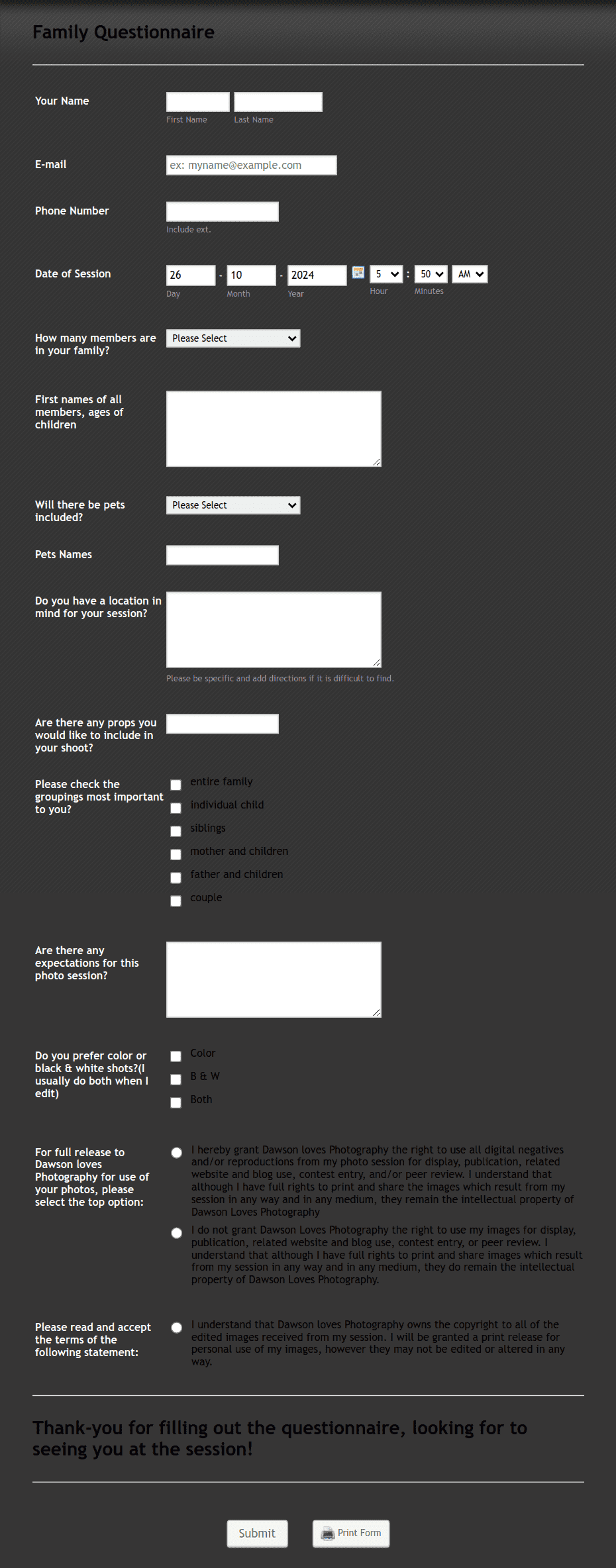 Family Questionnaire Form Template | Jotform