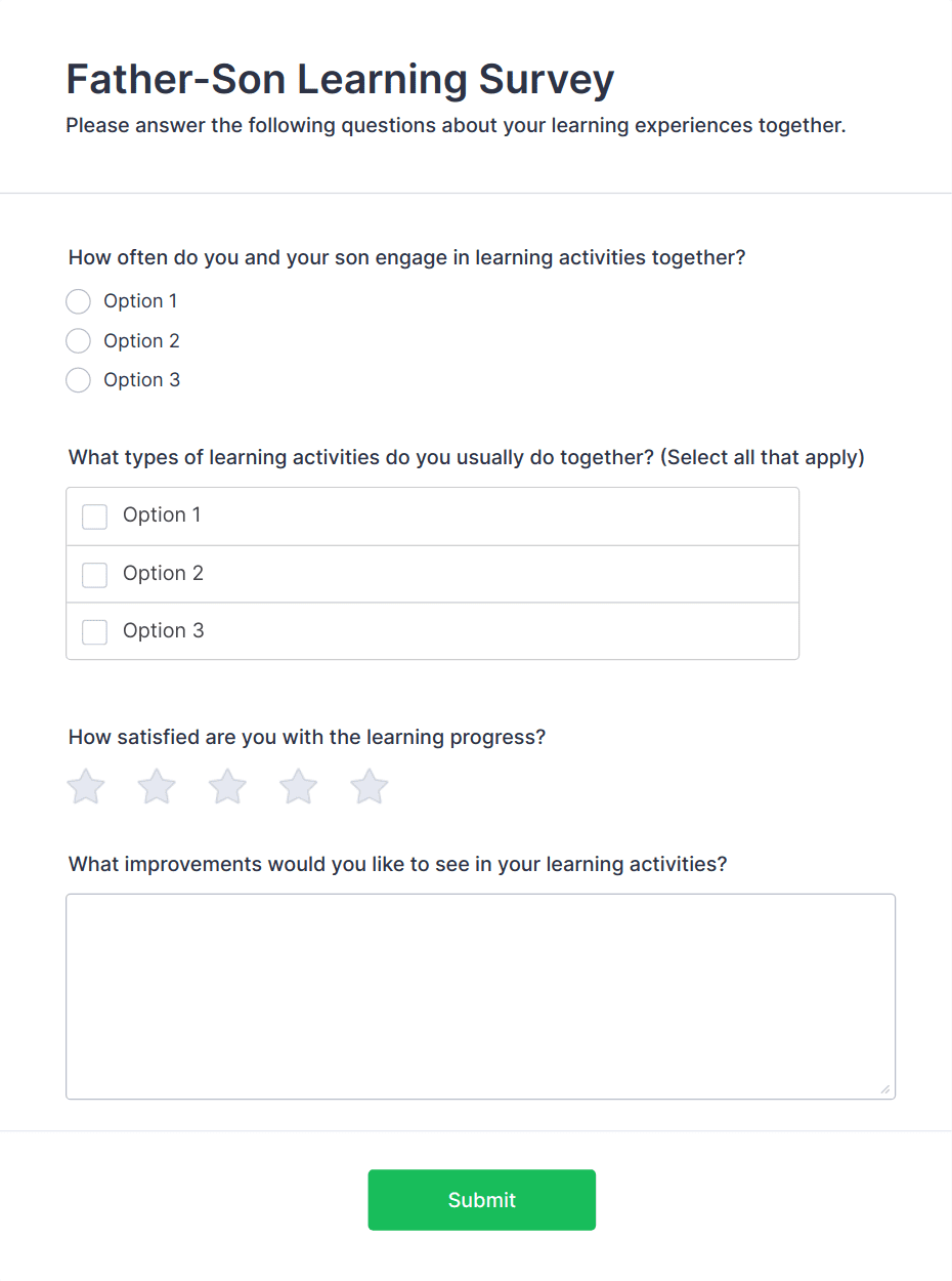 Father-Son Learning Survey Form Template | Jotform