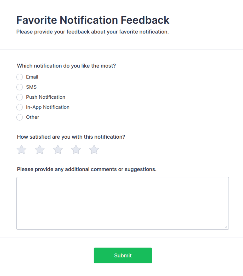 Favorite Notification Feedback Form Template | Jotform