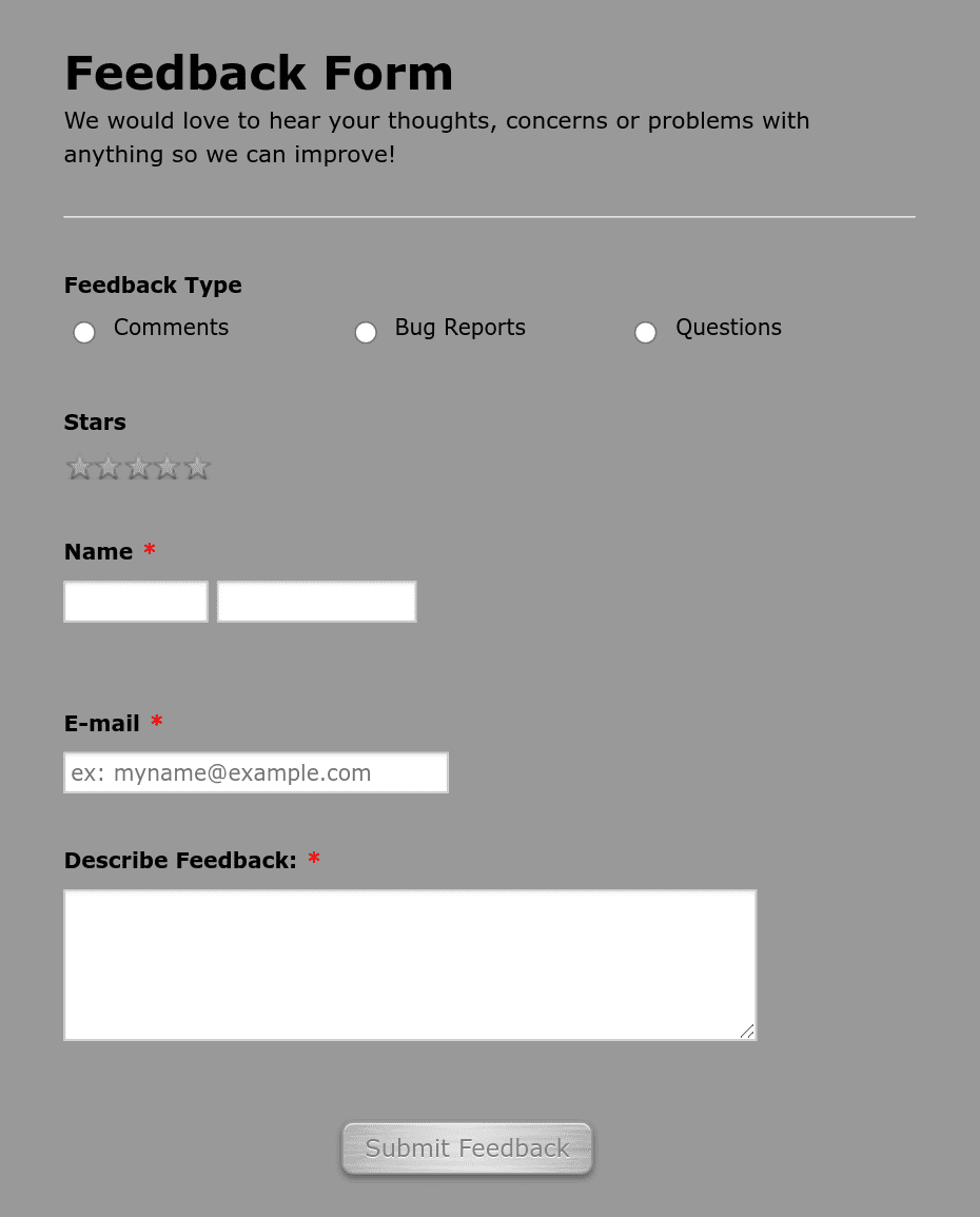 Feedback Form Şablonu | Jotform