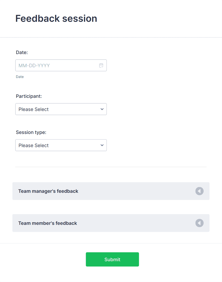 Feedback session GLSS Form Template | Jotform