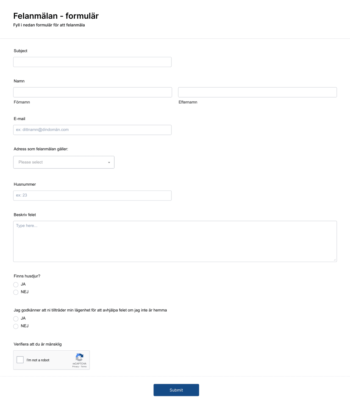 karlsborgsbostader-Felanmalan Form Template | Jotform
