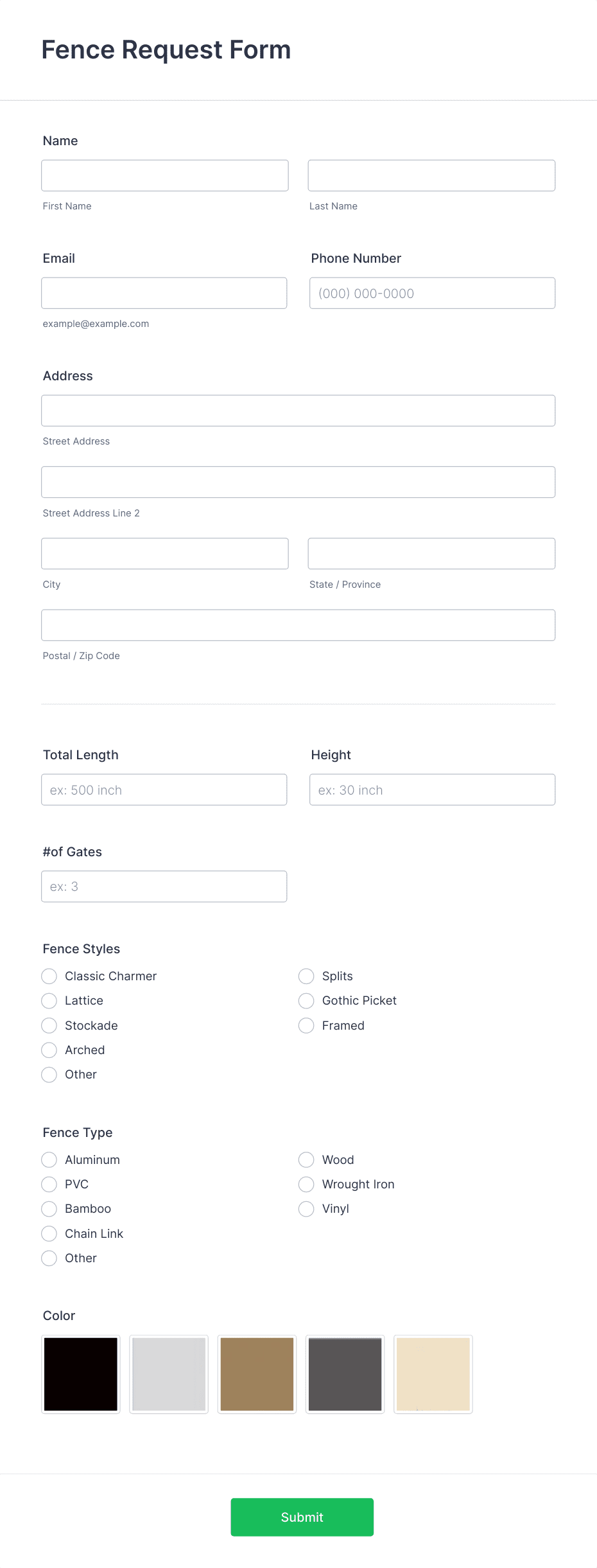 Fence Request Form Template | Jotform