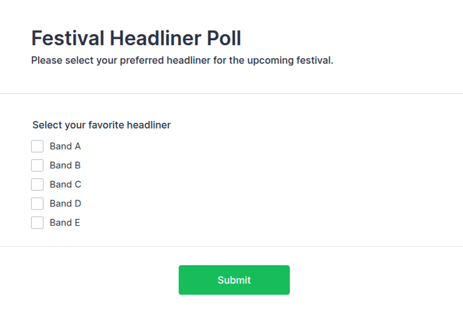 Festival Headliner Poll Form Template | Jotform