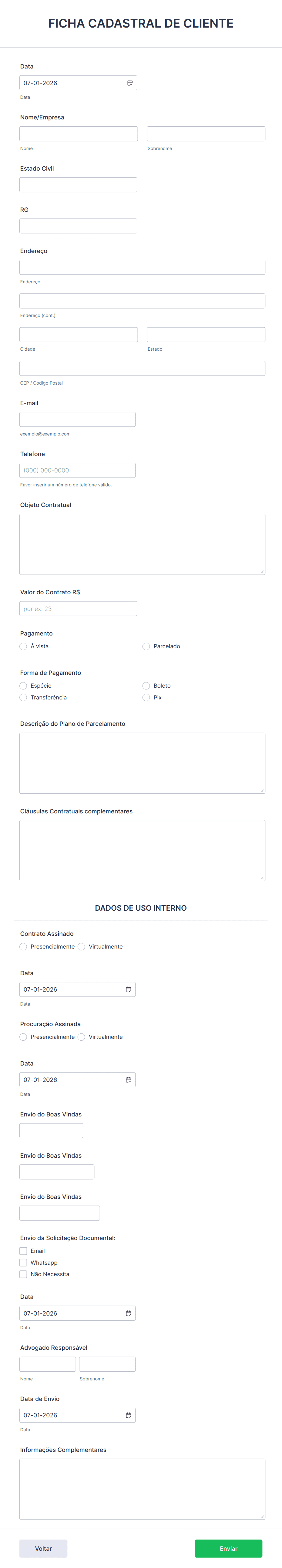 Ficha De Cadastro De Clientes Modelo de Formulário | Jotform