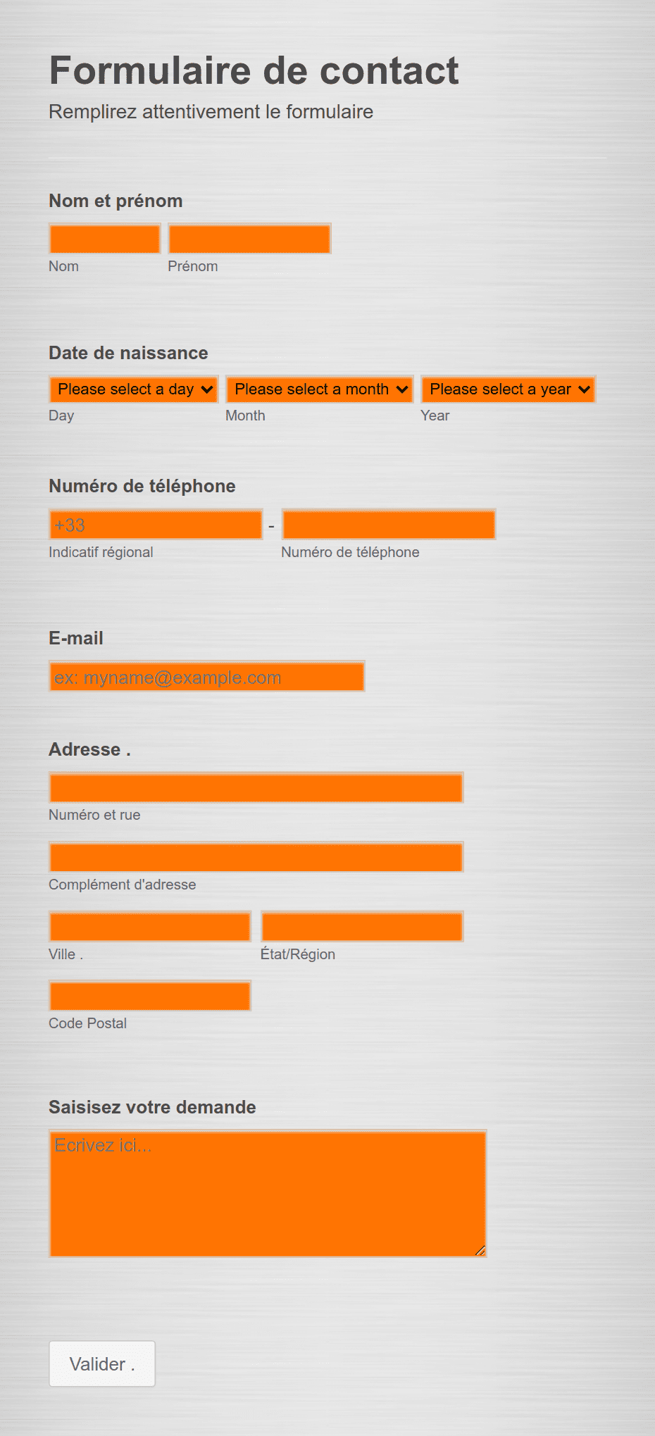 Fiche contact Modèle du formulaire | Jotform