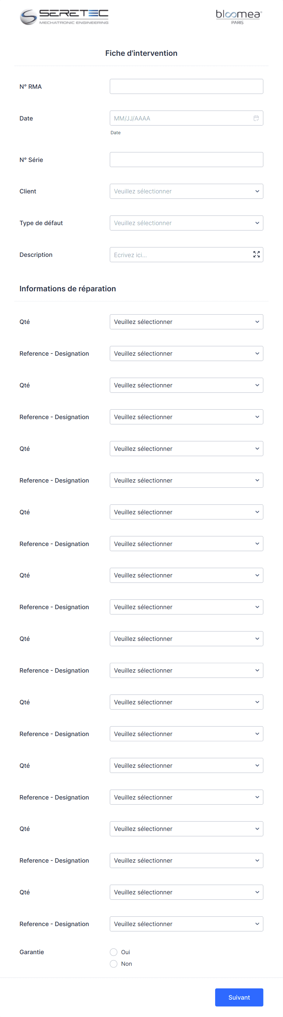 Fiche d'intervention | Jotform
