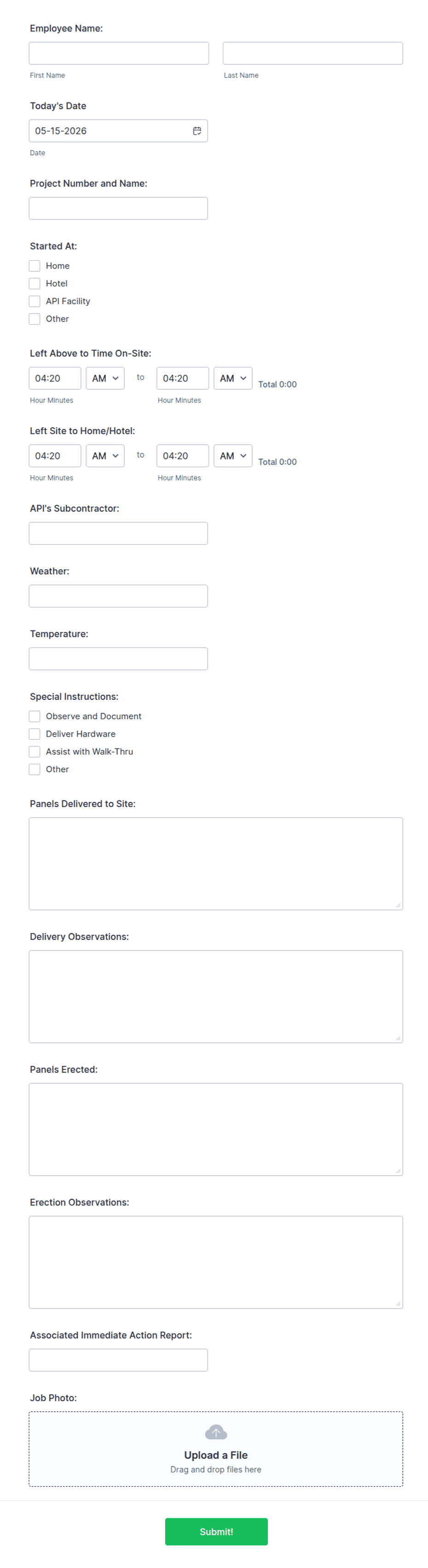 Field Report Form Template | Jotform