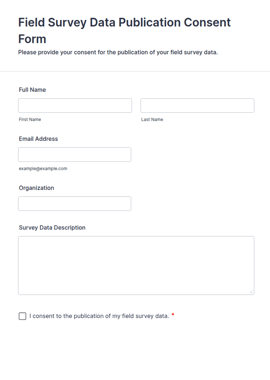 Field Survey Data Publication Consent Form Template | Jotform