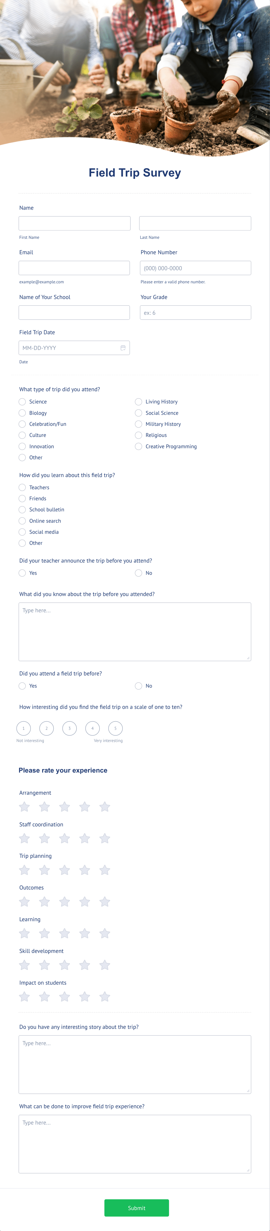 Field Trip Survey Form Template | Jotform