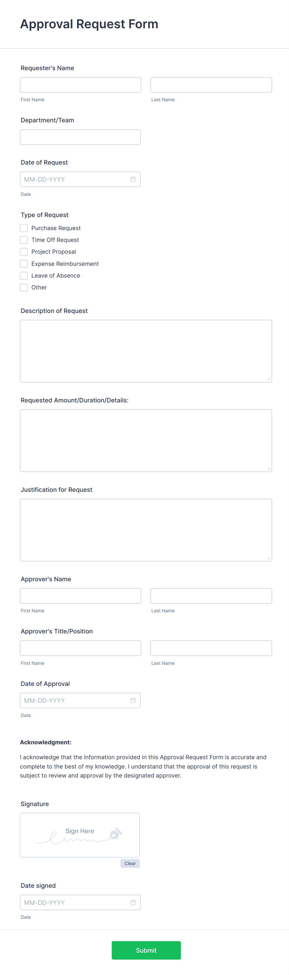 Approval Request Form Template | Jotform