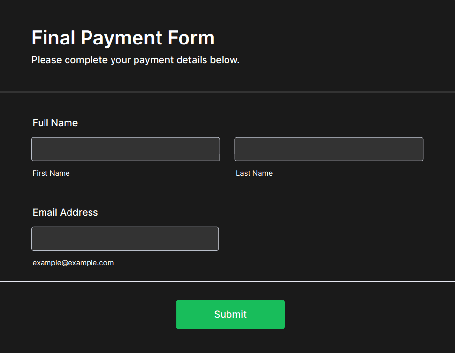 Final Payment Form Template | Jotform